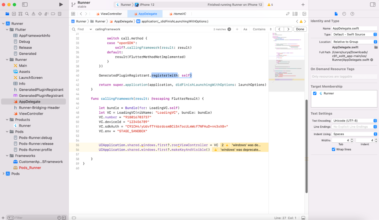 How to Add an iOS Native Framework in the Flutter Project? - ABSYZ